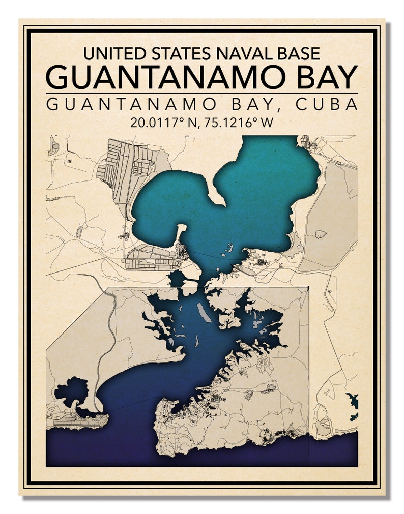 Wall Art Map of United States Naval Guantanamo Bay. - Etsy