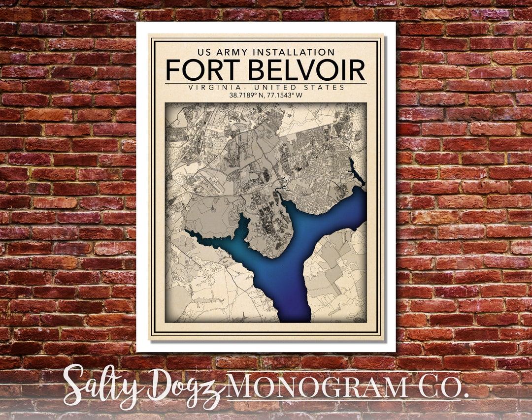 Wall Art Map US Army Base Fort Belvoir!!! - Etsy