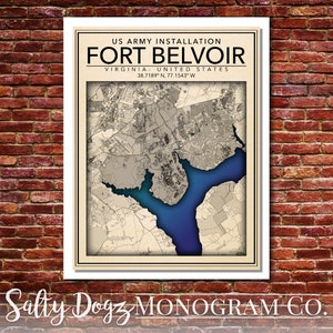 Wall Art Map US Army Base Fort Belvoir!!! - Etsy
