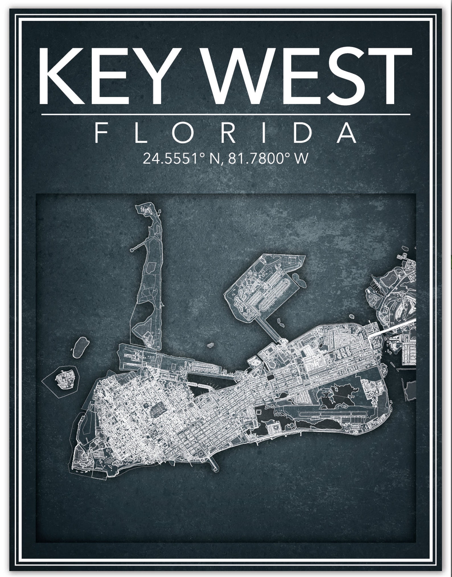 Wall Art Map Key West Florida | Etsy