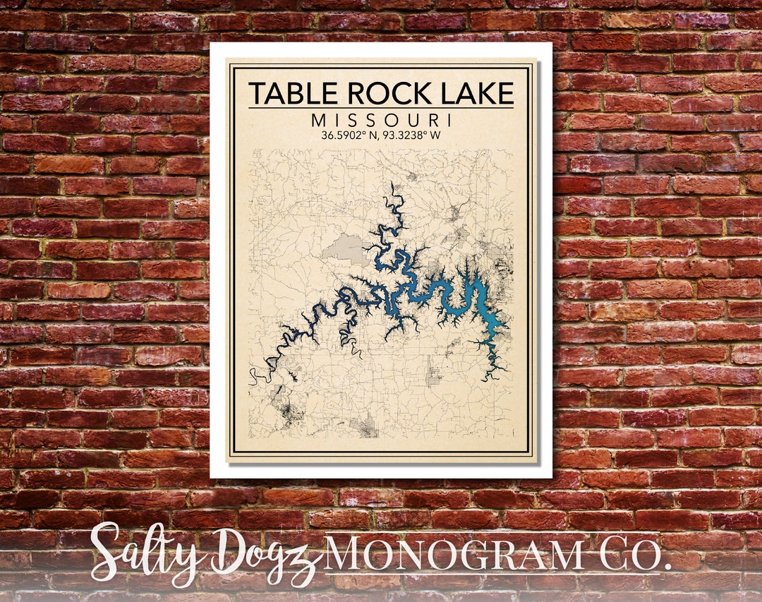 Wall Art Map Print of Table Rock Lake, Missouri!!! - Etsy