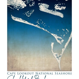 Wall Art Map of Shackleford Banks, Cape Lookout National Seashore ...