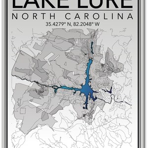 Wall Art Map Print of Lake Lure, North Carolina!!! - Etsy