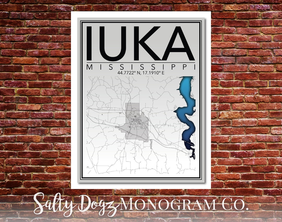 Wall Art Map Print of Iuka, Mississippi!!! - Etsy
