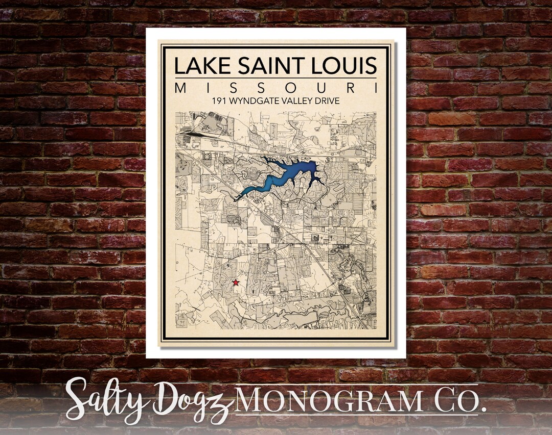 Wall Art Map Print of Lake Saint Louis, Missouri! - Etsy