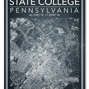 Wall Art Map State College, Pennsylvania!! - Etsy