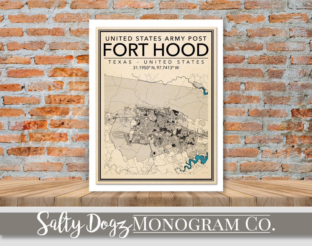 Wall Art Map United States Army Post Fort Hood, Texas!! - Etsy
