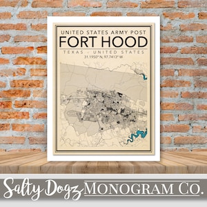 Wall Art Map United States Army Post Fort Hood, Texas!! - Etsy