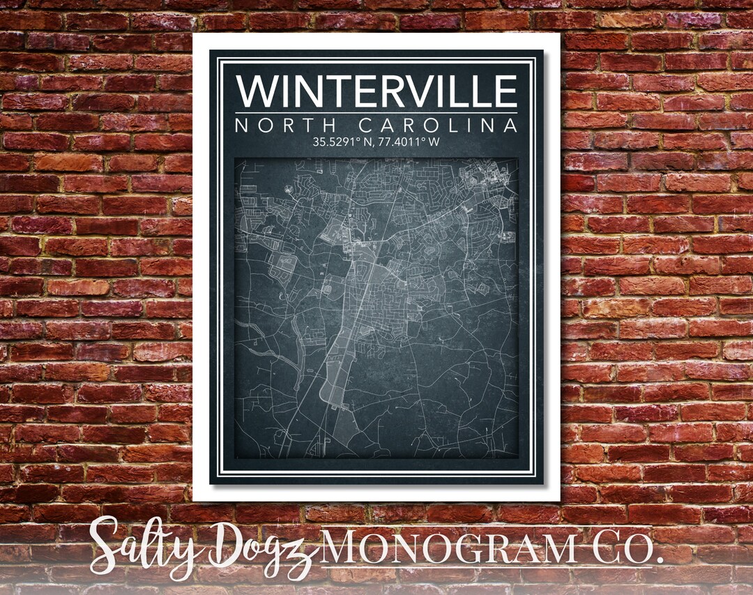 Wall Art Map Print of Winterville, North Carolina!!! - Etsy