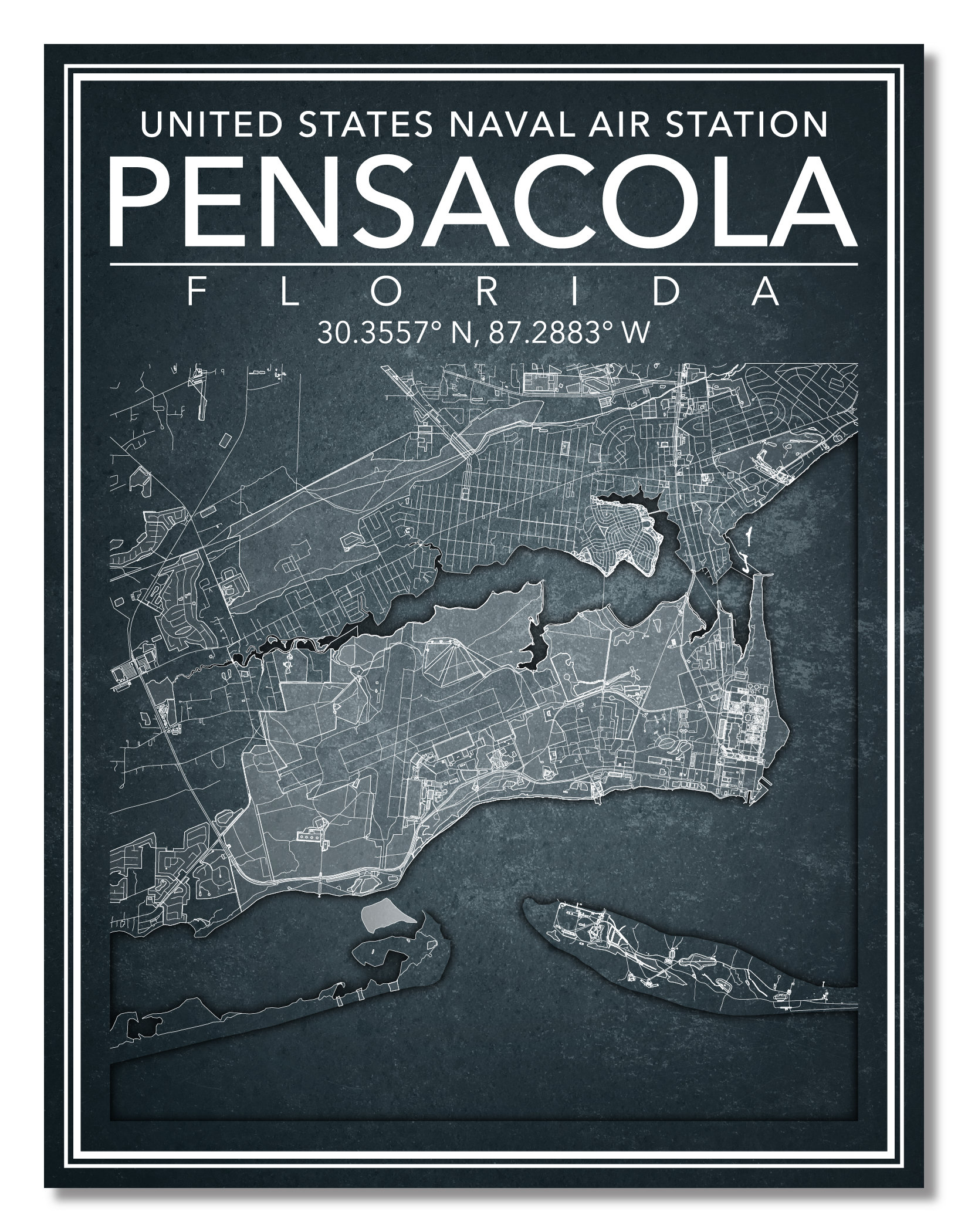 Wall Art Map Print of Naval Air Station Pensacola Florida | Etsy