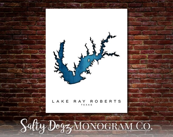 Wall Art Map Print of Lake Ray Roberts Texas | Etsy