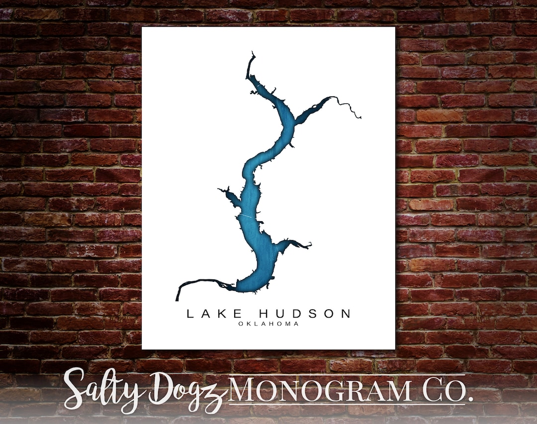 Wall Art Map Print of Lake Hudson, Oklahoma!!! - Etsy