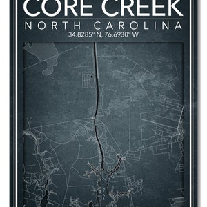 Wall Art Map Print of Core Creek, North Carolina - Etsy 日本