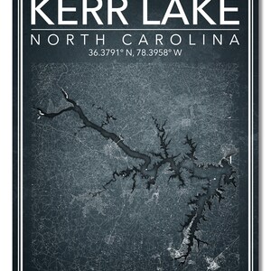 Wall Art Map Print of Kerr Lake, North Carolina - Etsy