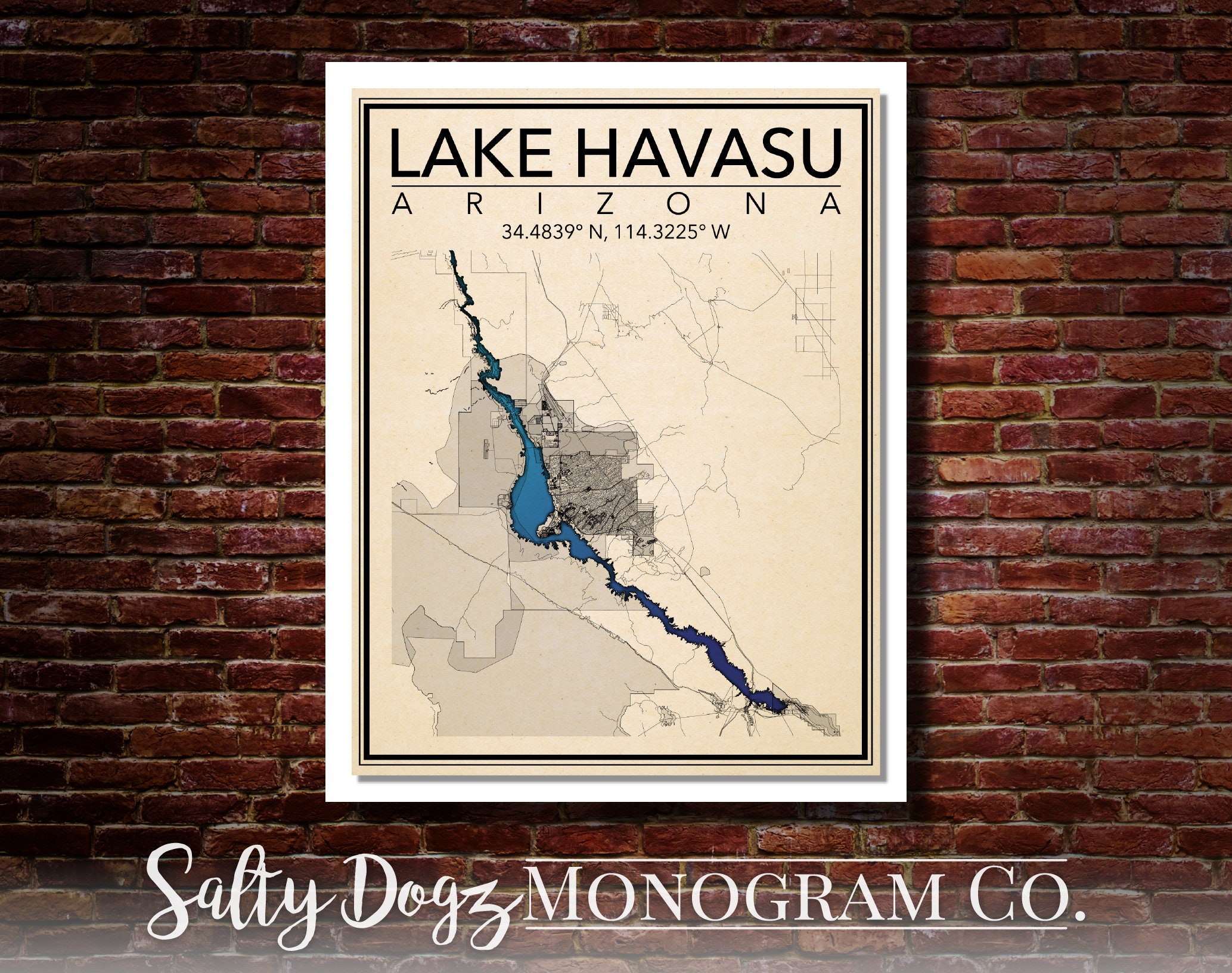 Wall Art Map Print of Lake Havasu, Arizona! - Etsy