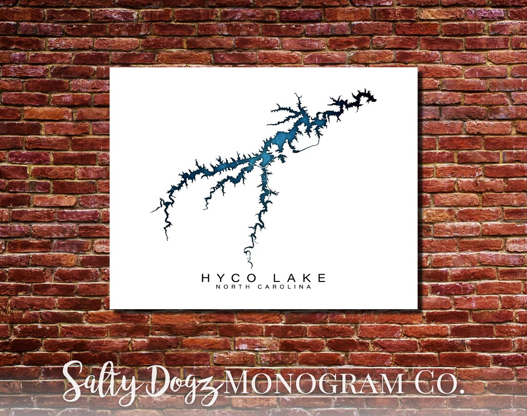 Wall Art Map Print of Hyco Lake, North Carolina - Etsy UK