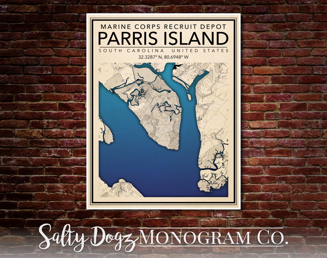 DIGITAL DOWNLOAD 24x36in Print of Marine Corps Parris Island, South ...