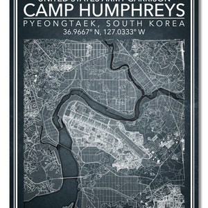 Wall Art Map Print of United States Army Garrison Camp Humphreys-south ...