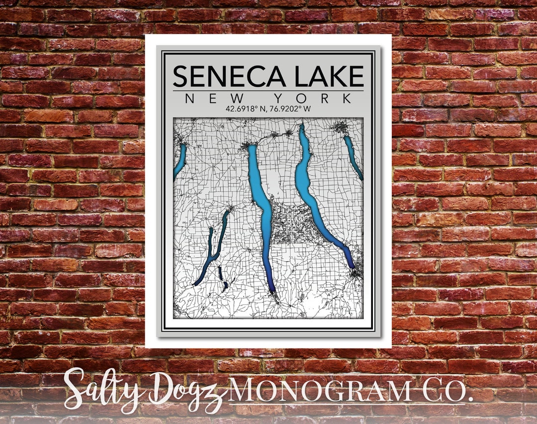 Wall Art Map Print of Seneca Lake, New York!!! - Etsy