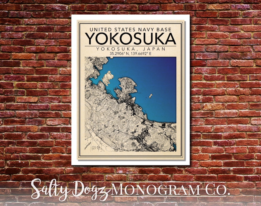 Wall Art Map Print of US Naval Base Yokosuka, Japan! - Etsy