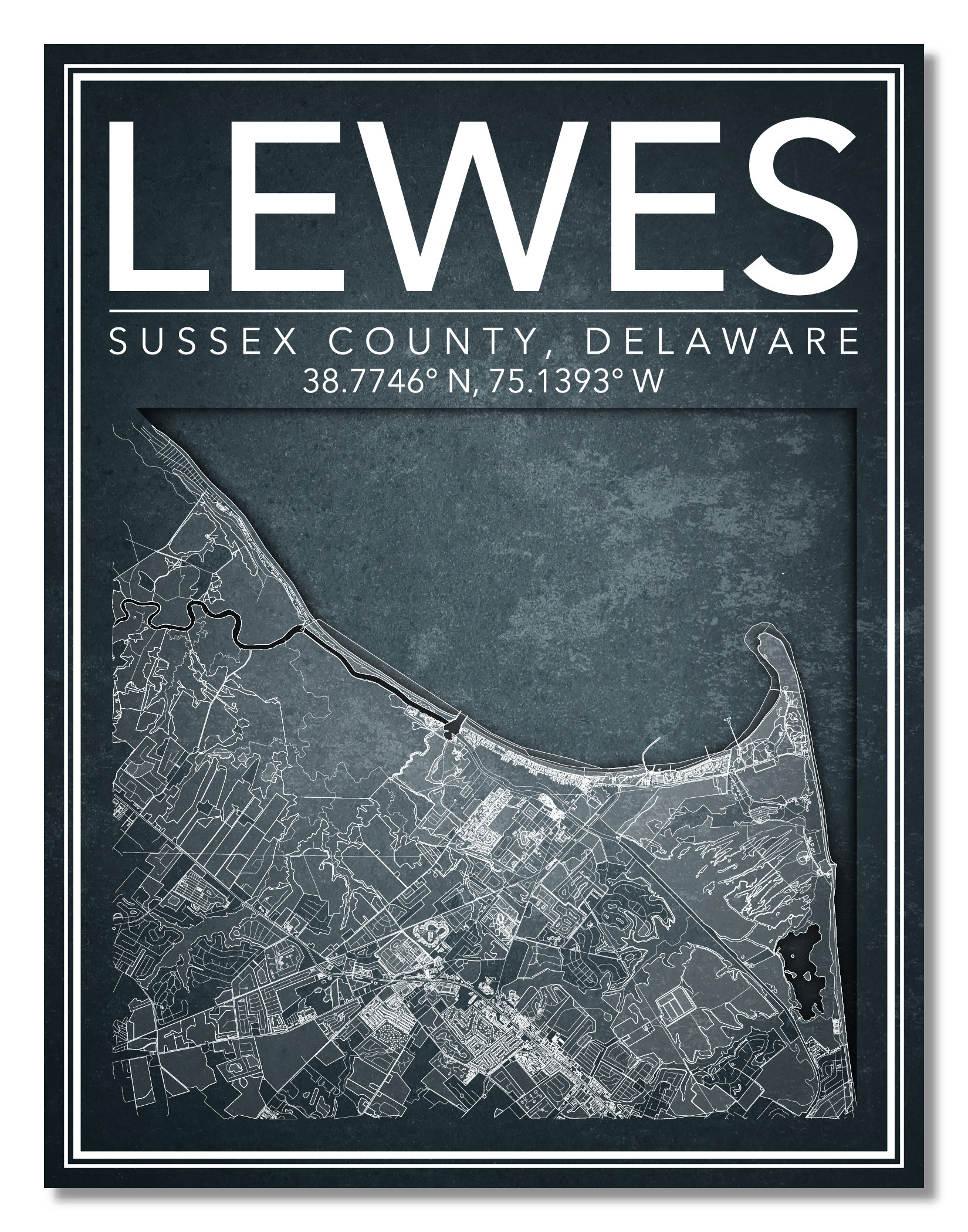 Wall Art Map Print of Lewes, Sussex County, Delaware!!! - Etsy