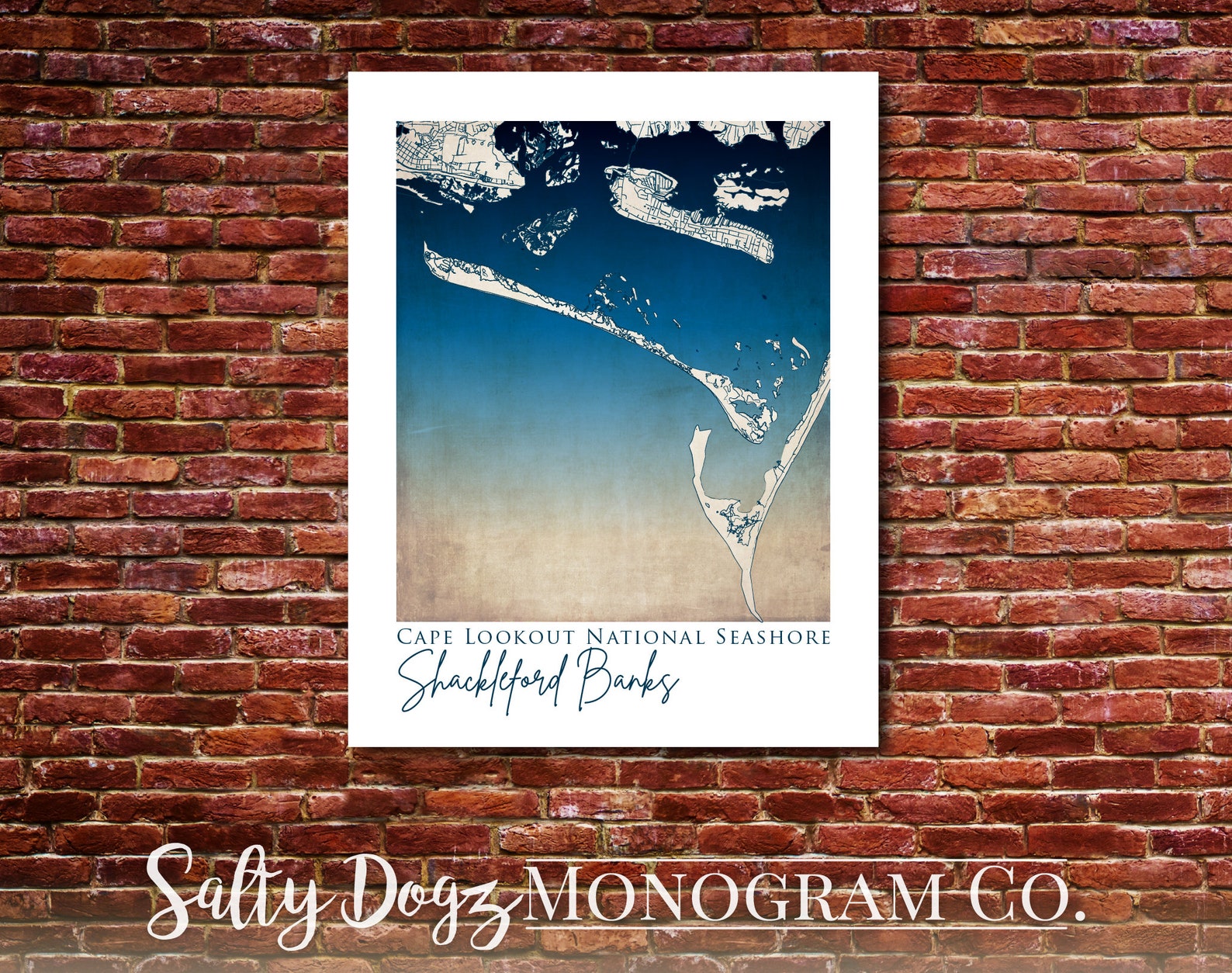 Wall Art Map of Shackleford Banks Cape Lookout National - Etsy