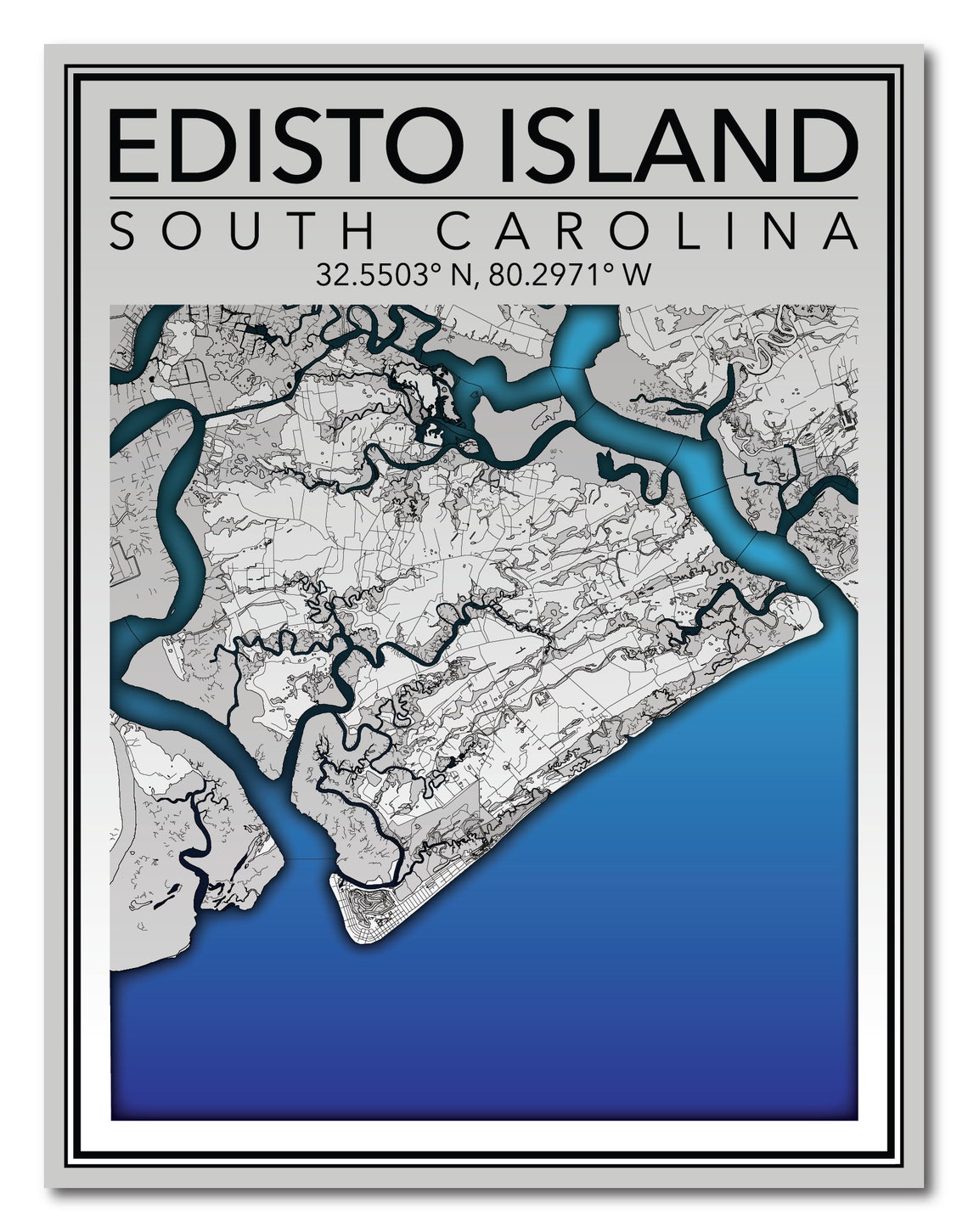 Wall Art Map Print of Edisto Island, South Carolina!!! - Etsy