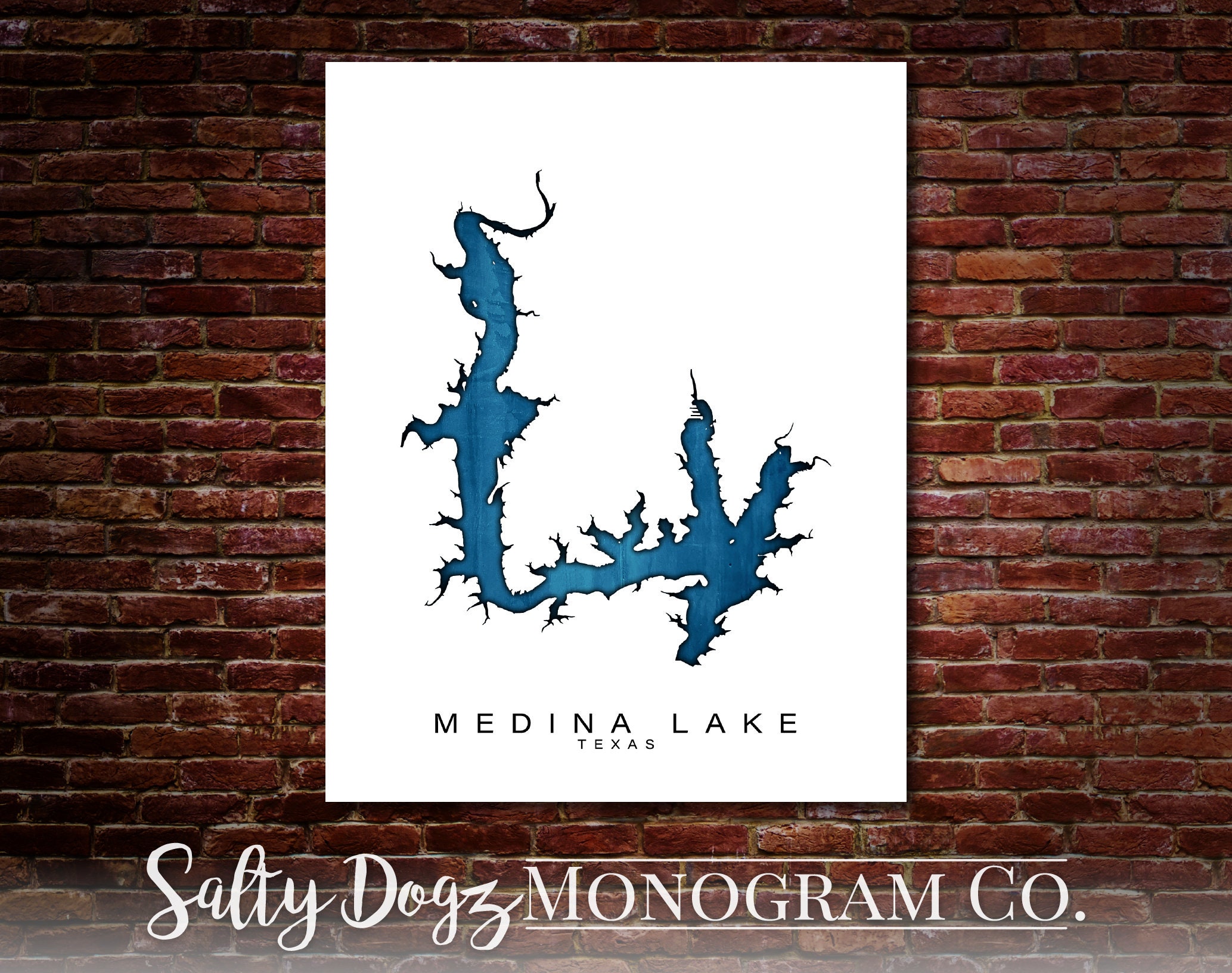 Wall Art Map Print of Medina Lake Lakehills Bandera County | Etsy