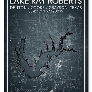 Wall Art Map Print of Lake Ray Roberts, Texas! - Etsy