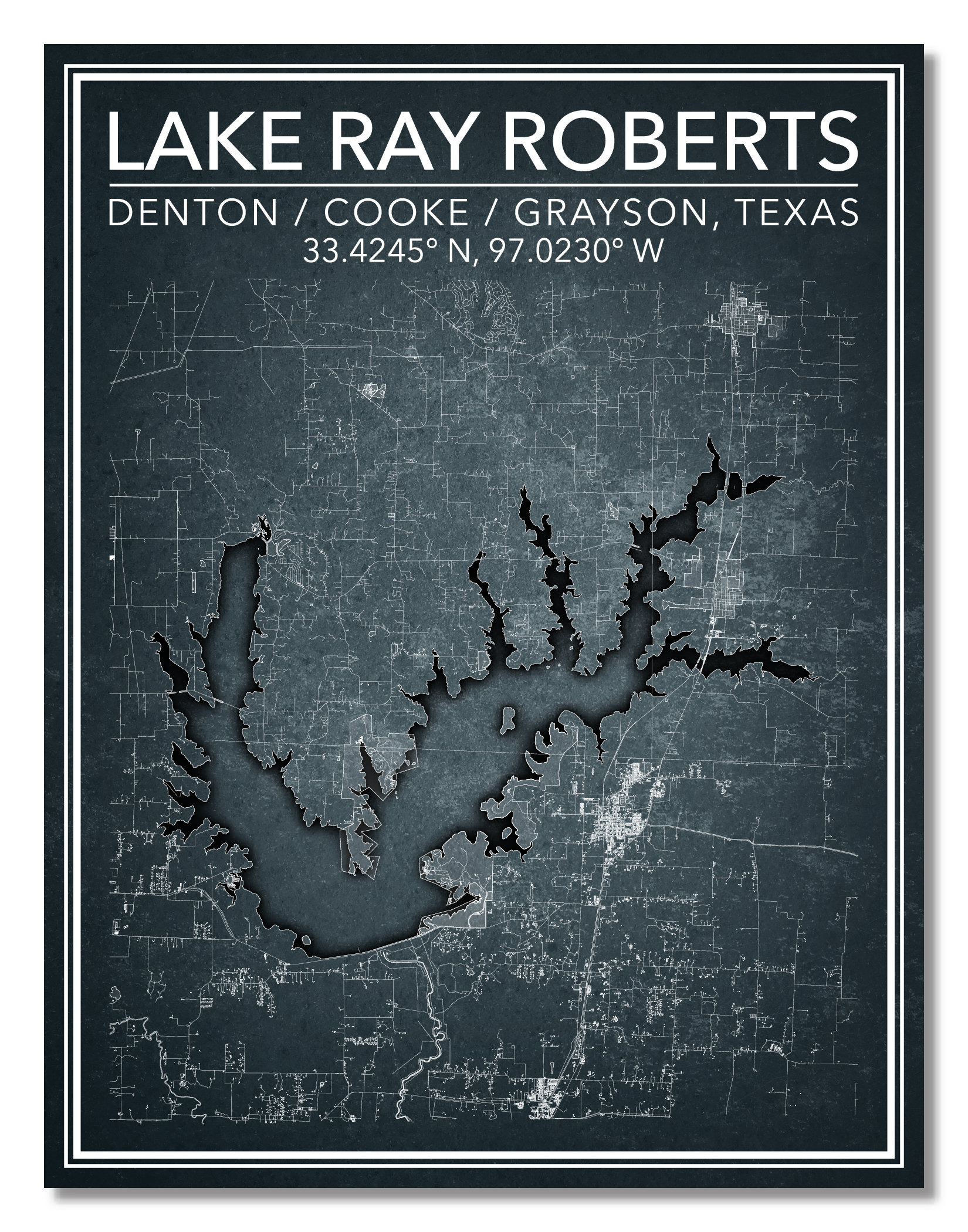 Wall Art Map Print of Lake Ray Roberts, Texas! - Etsy