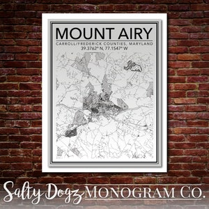 Wall Art Map Print of Mt. Airy, Maryland! - Etsy