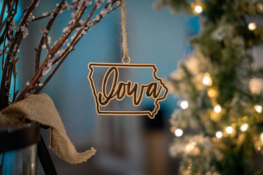 Iowa- Laser Cut United States Birch Wood Ornament! - Etsy