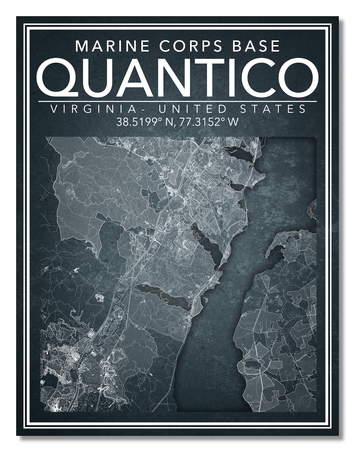 Wall Art Map United States Marine Corps Base Quantico - Etsy