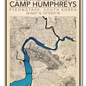 Wall Art Map Print of United States Army Garrison Camp Humphreys-south ...