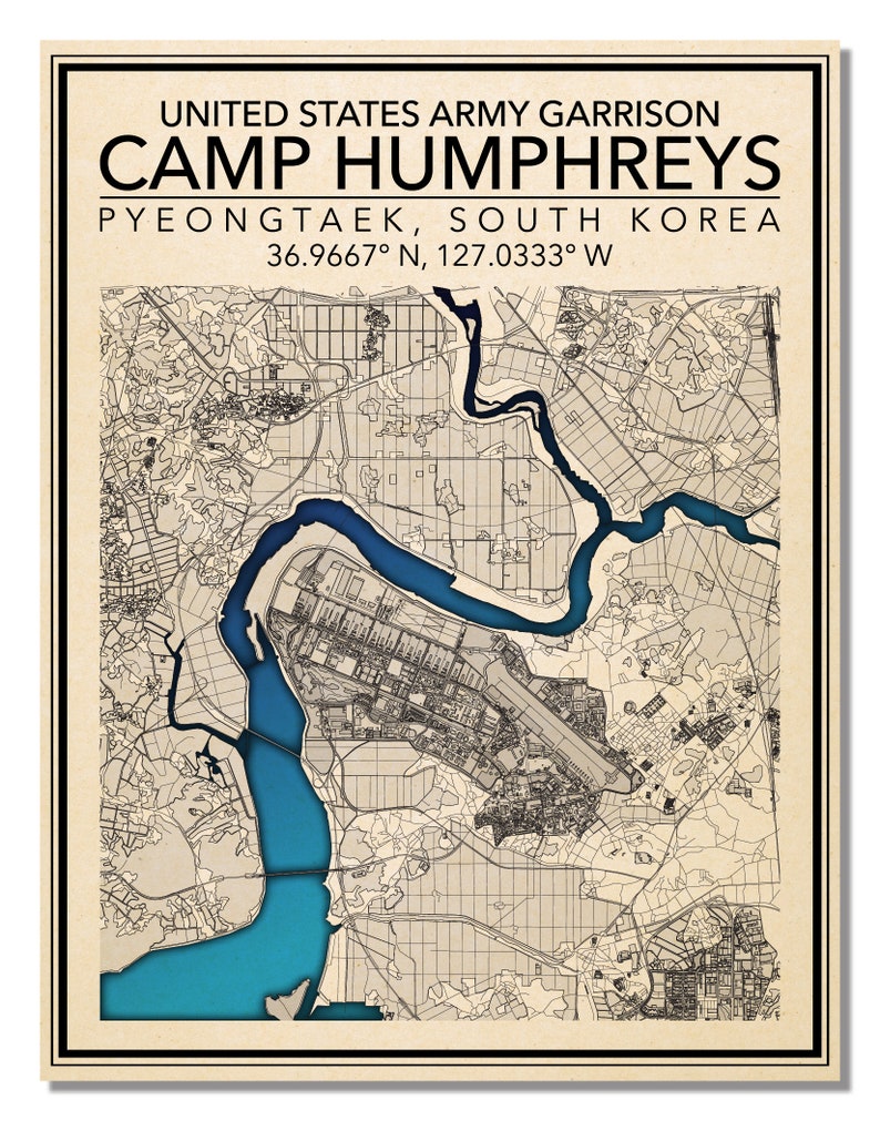 Wall Art Map Print of United States Army Garrison Camp Humphreys-south ...