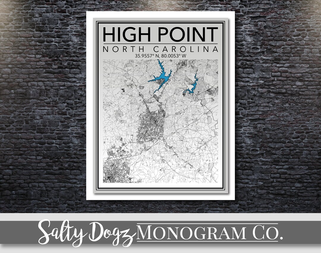 Wall Art Map Print of High Point, North Carolina!!! - Etsy