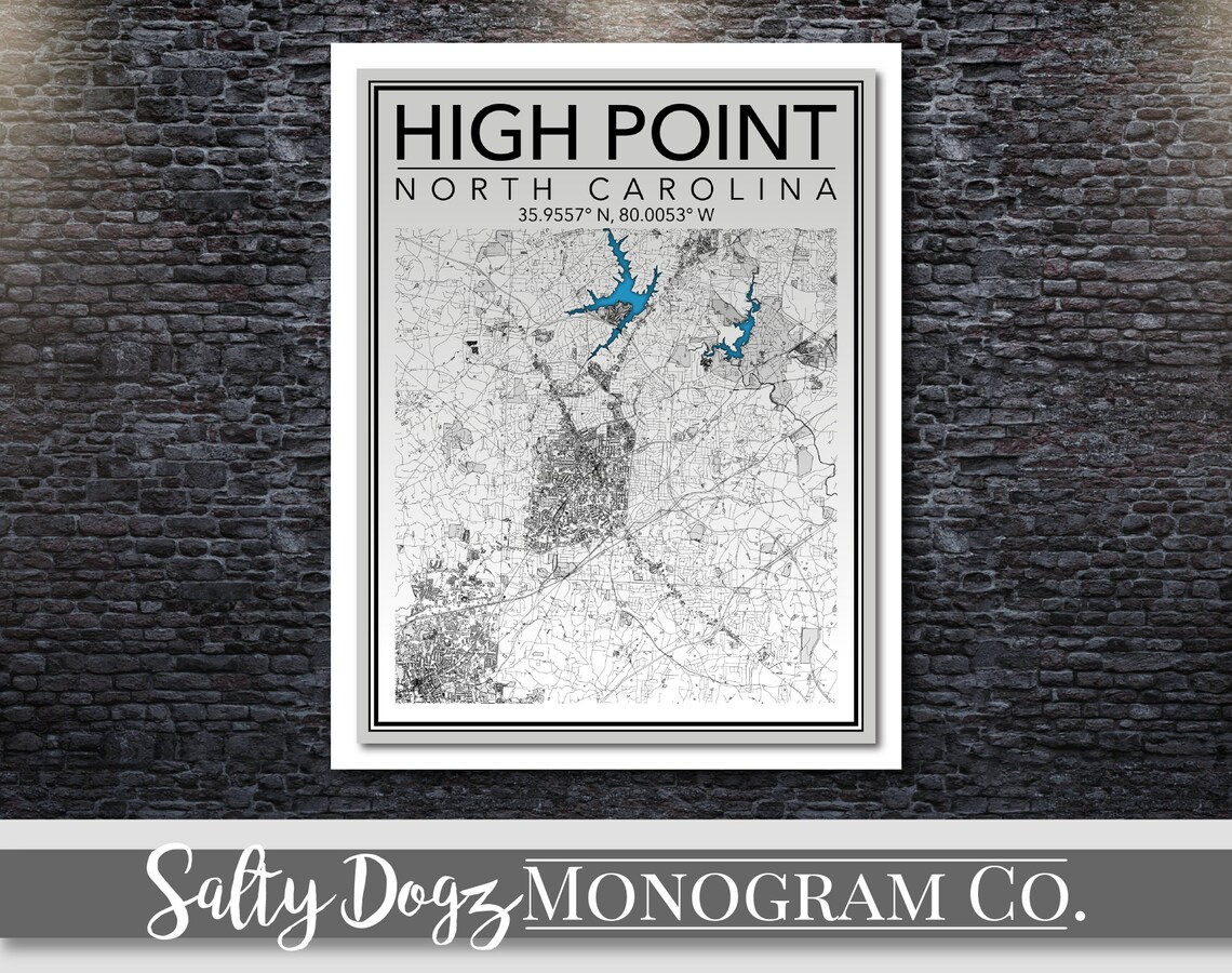 Wall Art Map Print of High Point, North Carolina!!! - Etsy