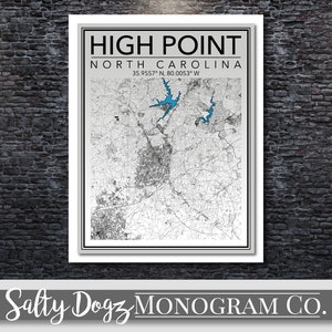 Wall Art Map Print of High Point, North Carolina!!! - Etsy