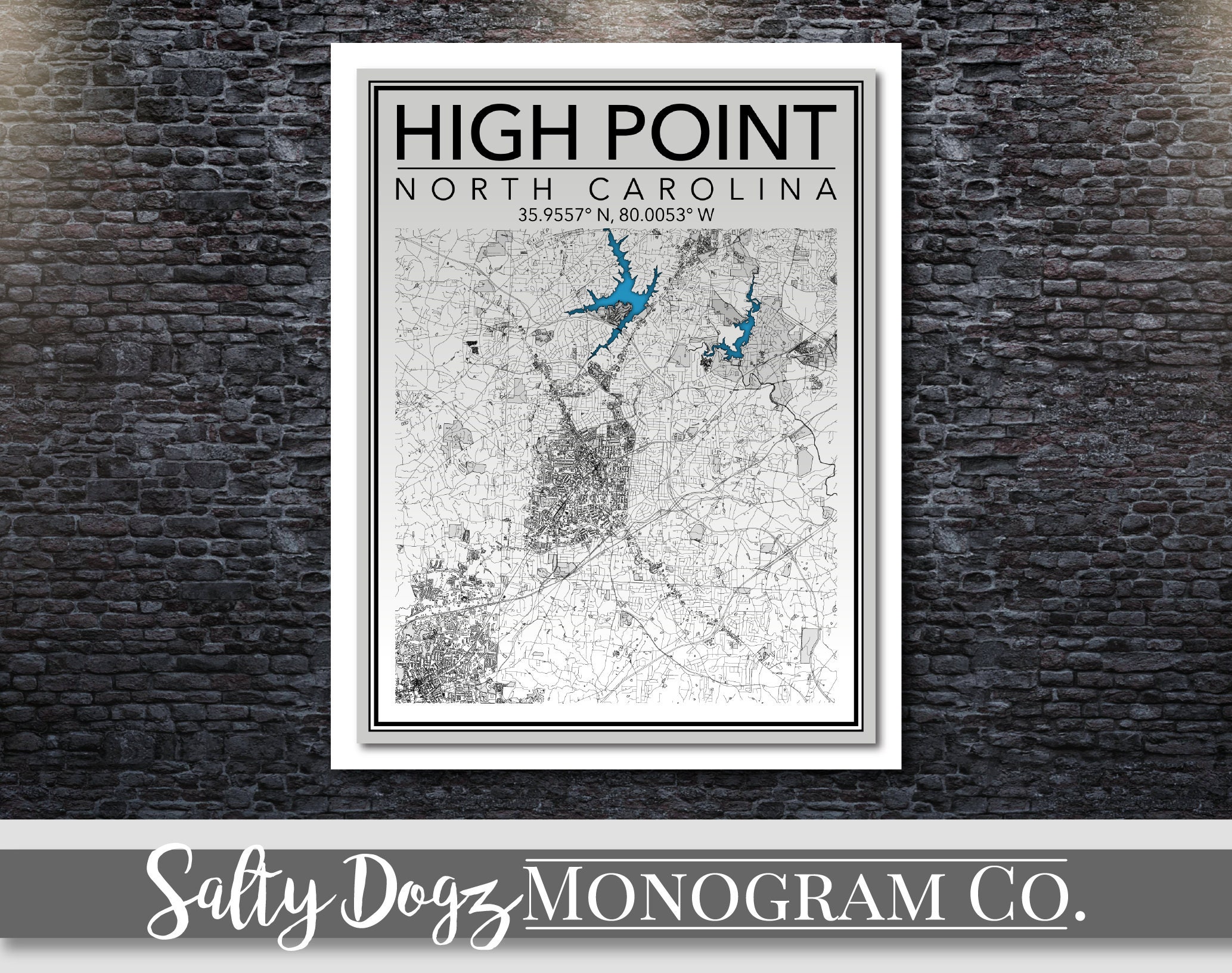 Wall Art Map Print of High Point, North Carolina!!! - Etsy