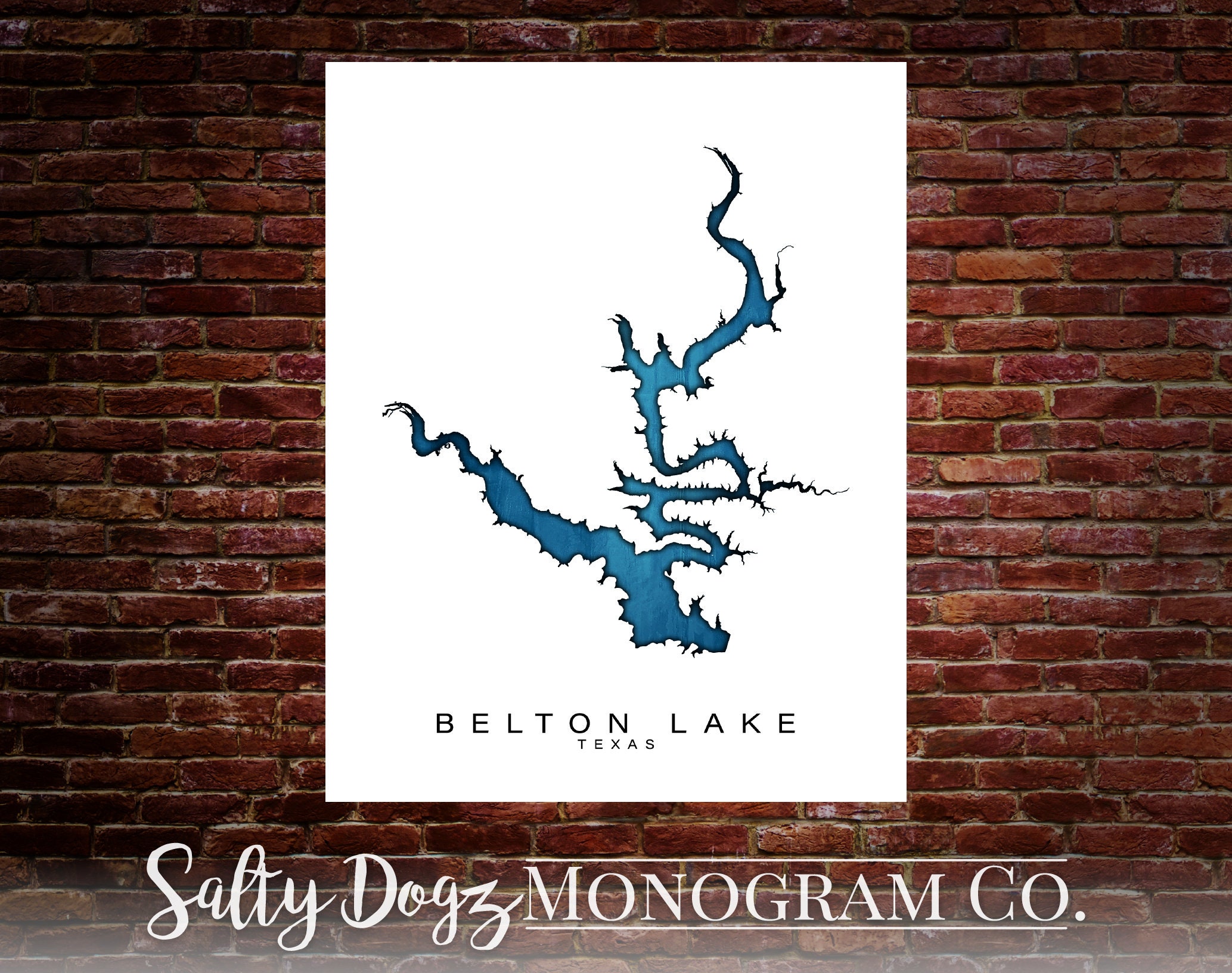 Wall Art Map Print of Belton Lake Morgans Point Resort Bell - Etsy