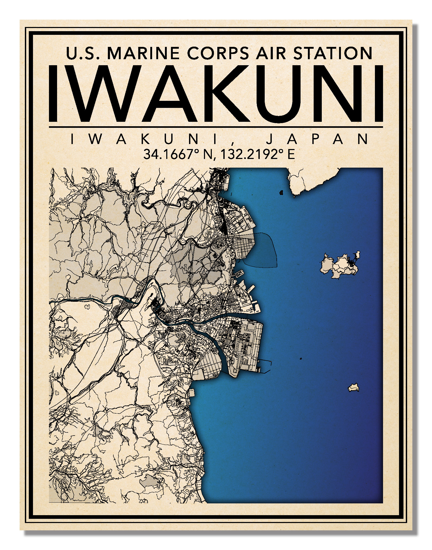 Wall Art Map Print of Marine Corps Air Station Iwakuni Japan. - Etsy