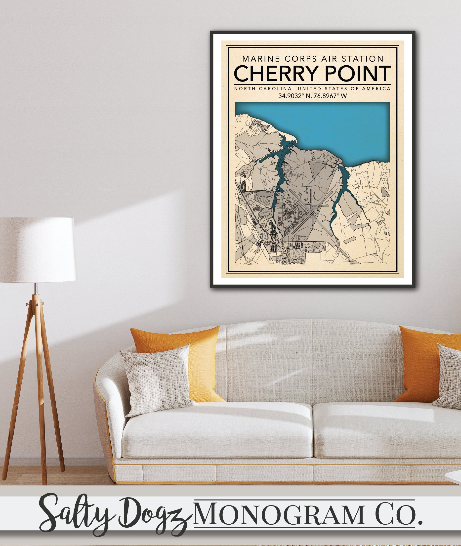 Wall Art Map Marine Corps Air Station Cherry Point Havelock - Etsy