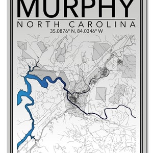 Wall Art Map Print of Murphy, North Carolina!!! - Etsy
