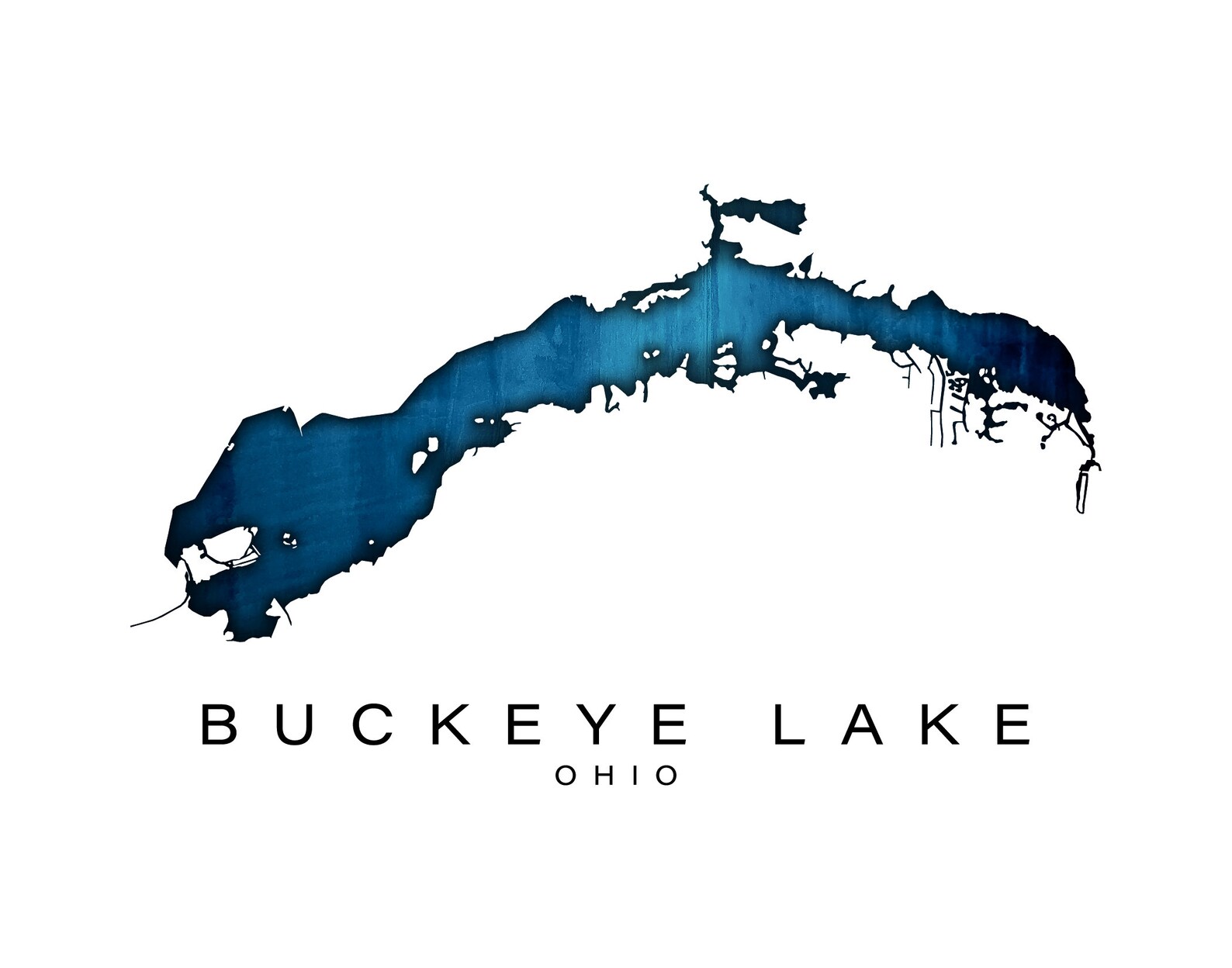Wall Art Map Print of Buckeye Lake Ohio - Etsy