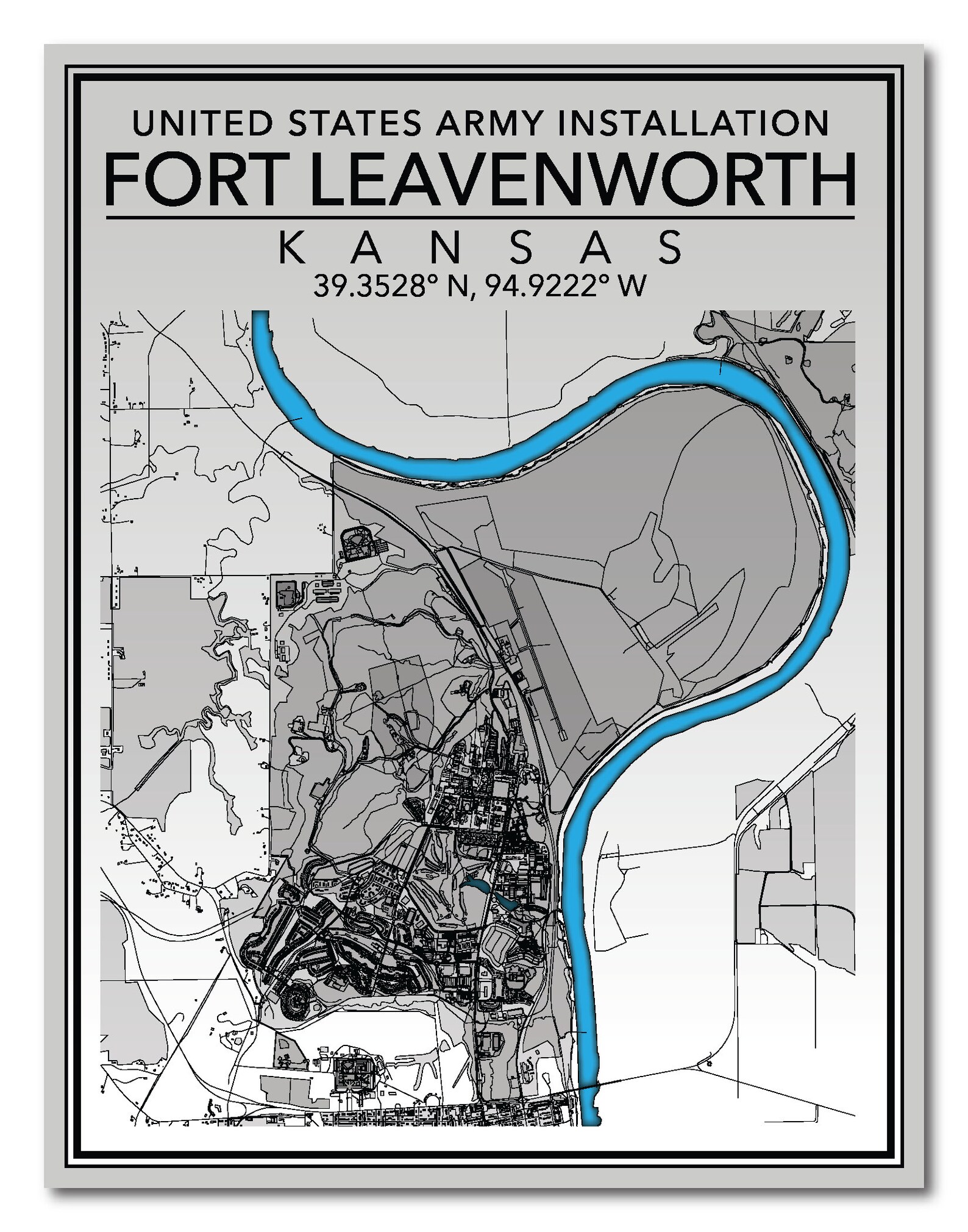 Wall Art Map Print of United States Army Fort Leavenworth - Etsy