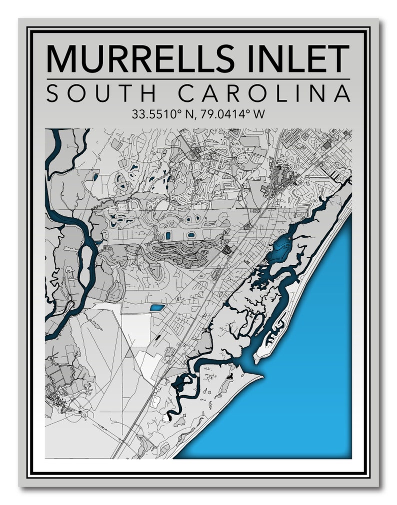 Wall Art Map of Murrells Inlet, South Carolina!!! - Etsy