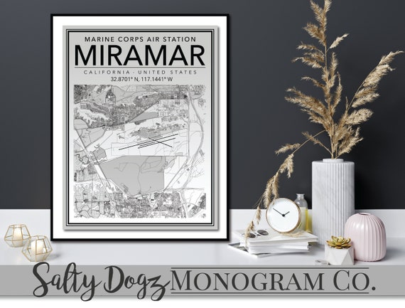 Wall Art Map Marine Corps Air Station Miramar | Etsy