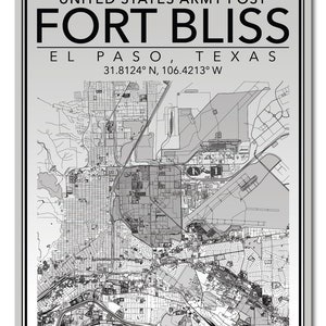 Wall Art Map Print of United States Army Fort Bliss, Texas! - Etsy
