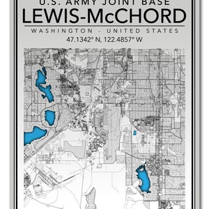 Wall Art Map US Army Joint Base Lewis–mcchord- Washington! - Etsy