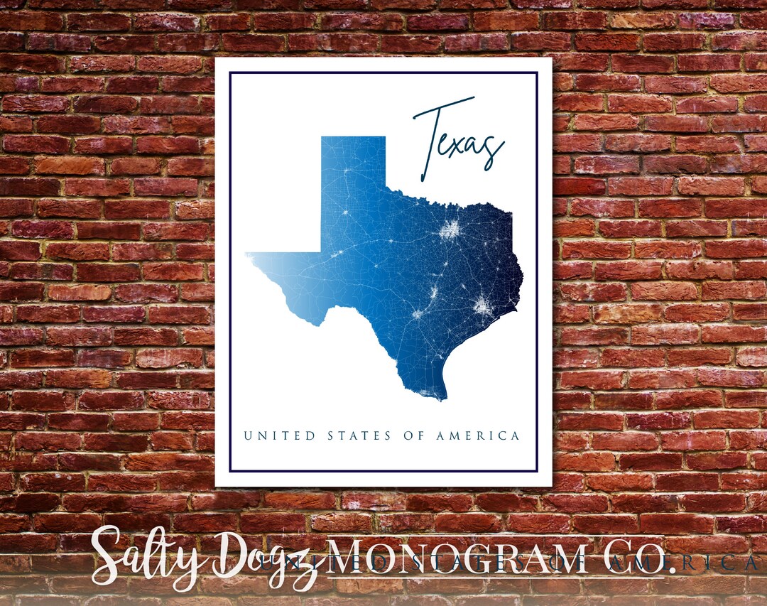 Wall Art Map of Texas, United States of America! - Etsy
